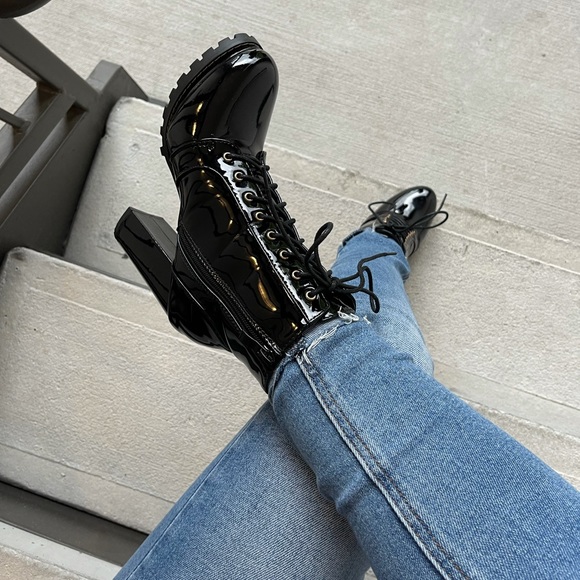 Shoes | Black Patent Leather Booties 55 | Poshmark